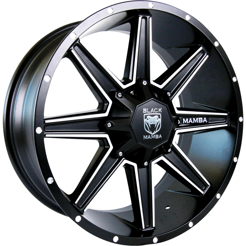 Black Mamba M-9 wheel with Matt Black with Machined Rivets & Milling ...